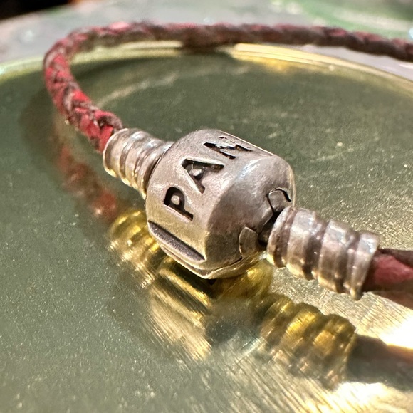 Pandora | Jewelry | Pandora Red Leather Bracelet | Poshmark